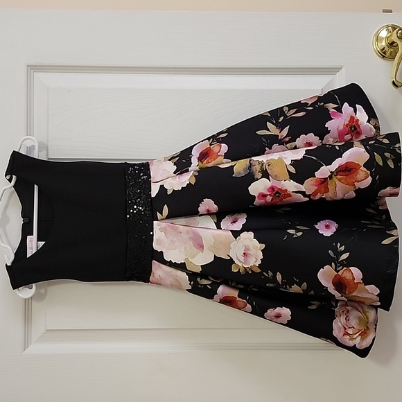 Bonnie Jean | Dresses | Bonnie Jean Black Floral Dress | Poshmark